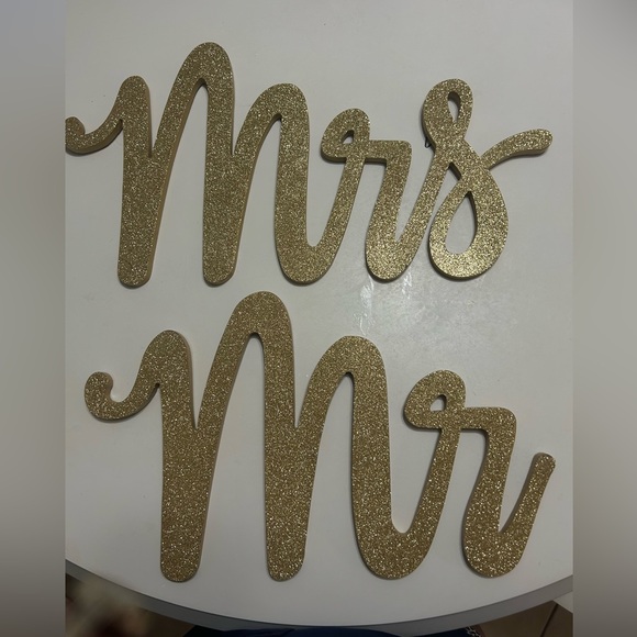 Accents | Mrs Mr Sign Gold Glitter Weddingshowerparty | Poshmark